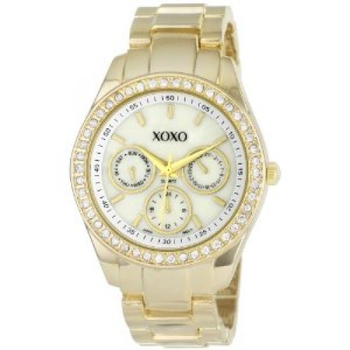 XOXO Women's XO5302A Rhinestone Accent Gold-Tone Bracelet Watch